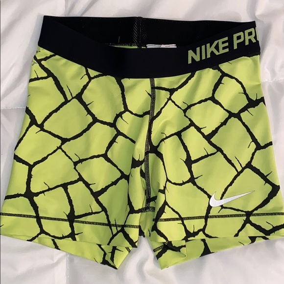 Nike | Shorts | Nike Pro Neon Yellow Black Spandex | Poshmark